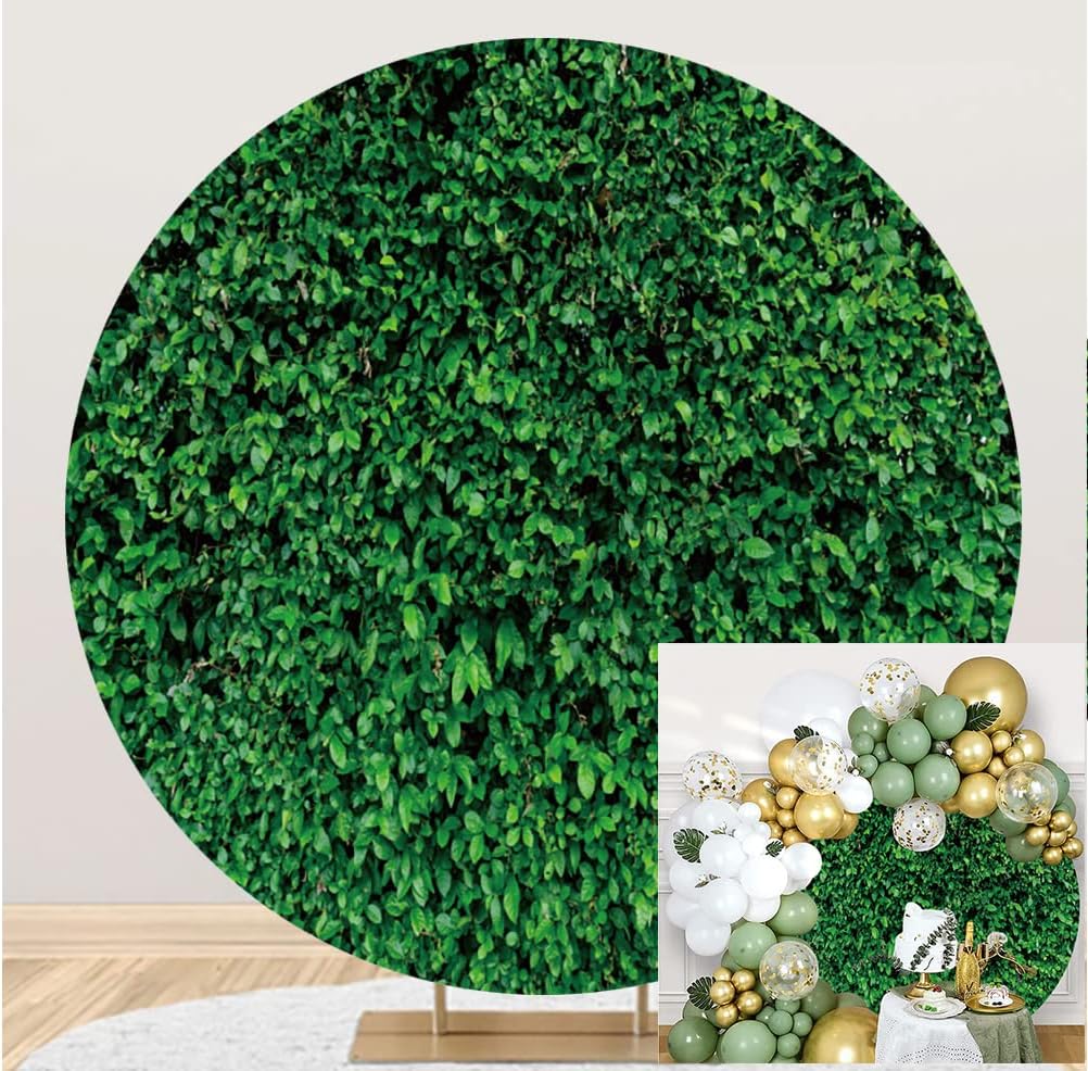 Amazon.com : Gallety 7.2 FT Green Leaves Round Backdrop Cover for 5 to ...