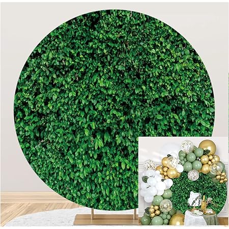 Amazon.com: Greenery Green Leaves Round Backdrop Cover Spring Nature ...