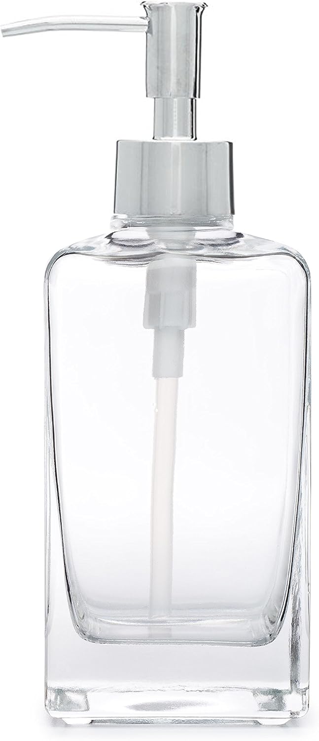 Amazon.com: Rail19 Casa Square Glass Soap Dispenser with Metal Pump ...