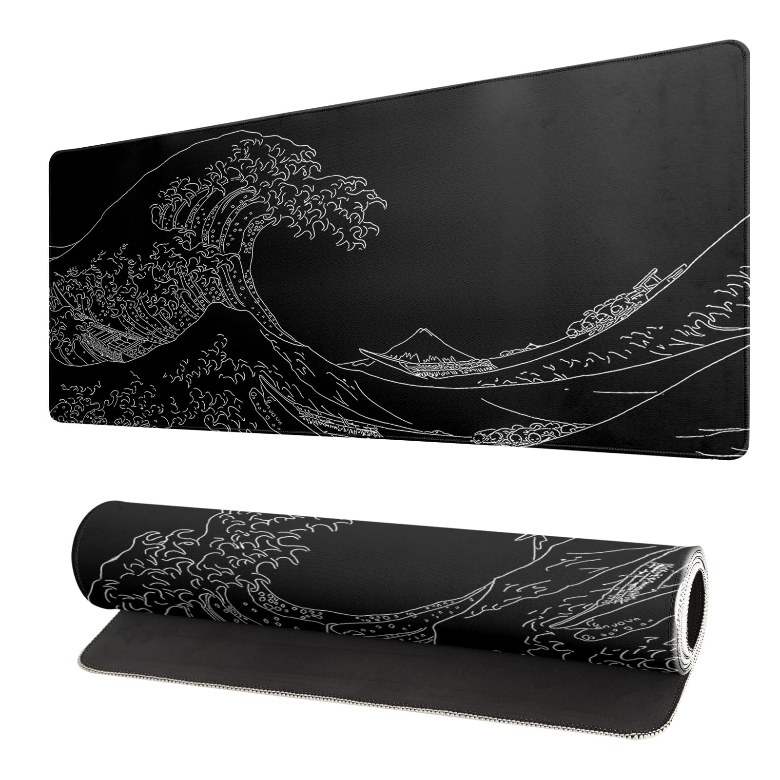 Snapklik.com : Japanese Sea Wave Large Mouse Pad Abstract Black Mouse ...