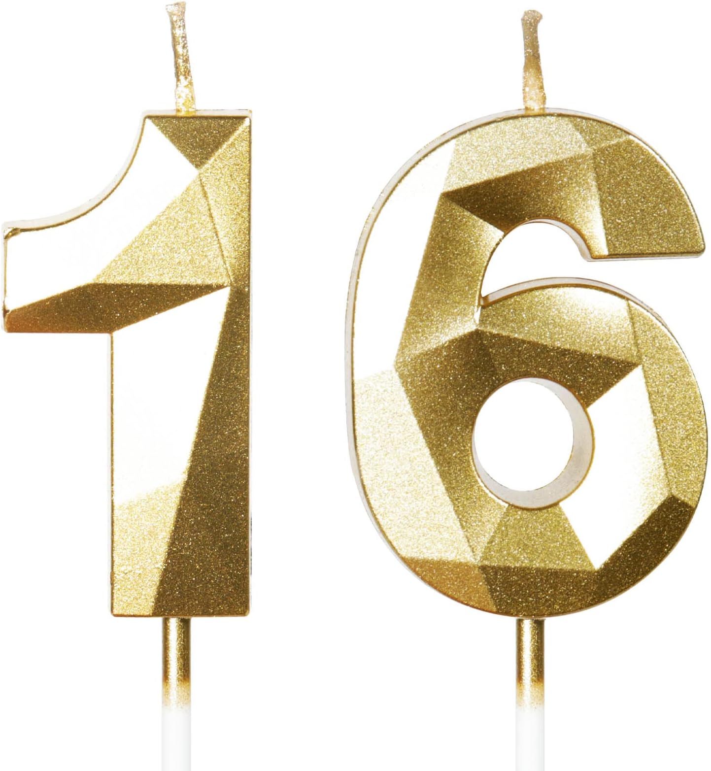 Amazon.com: Number 16 Candles,16th Birthday Candles,Gold Happy Birthday ...