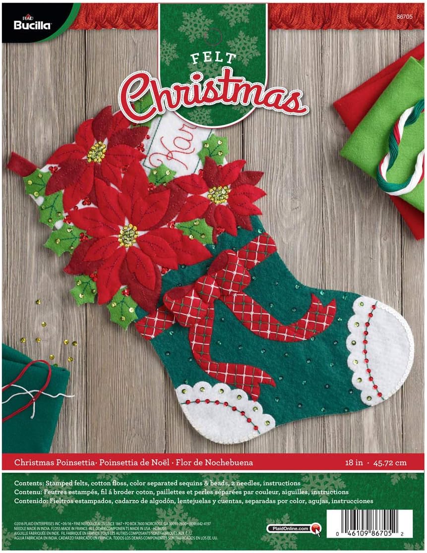 Amazon.com: Bucilla Felt Applique Stocking Kit (18-Inch), Christmas ...