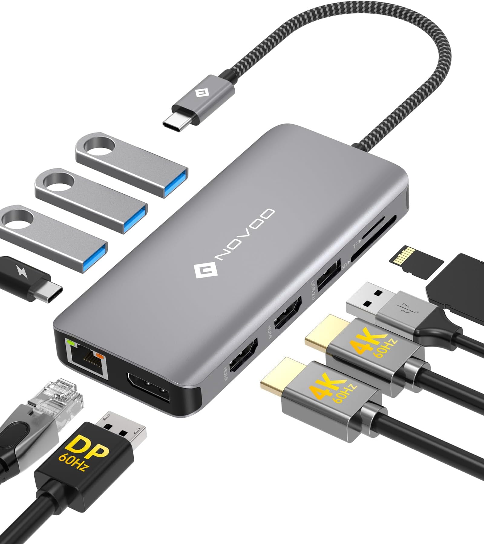 NOVOO Hub USB C Double HDMI 11 en 1, Docking Station USB C vers USB x 4 ...