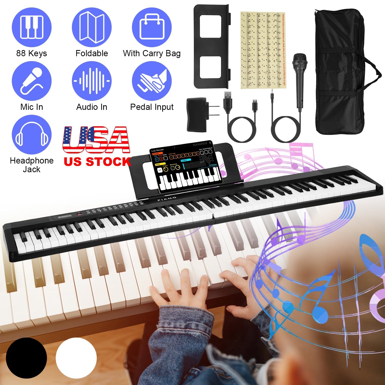 Snapklik.com : KOCASO 88 Keys Electronic Piano Keyboard Folding Piano ...