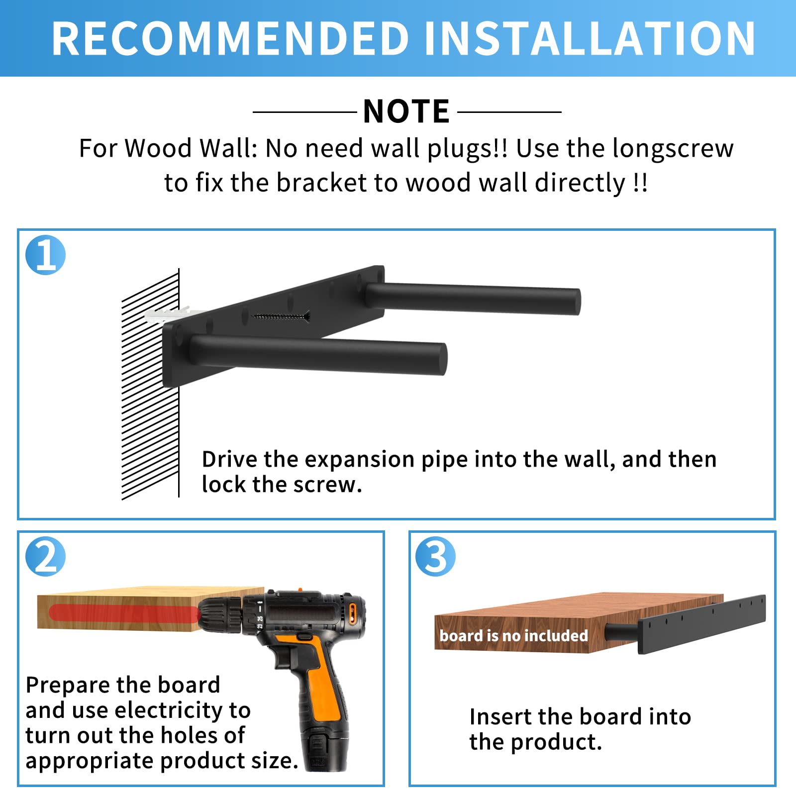 Snapklik.com : 24 Inch Heavy Duty Blind Wall Mount Floating Shelf ...