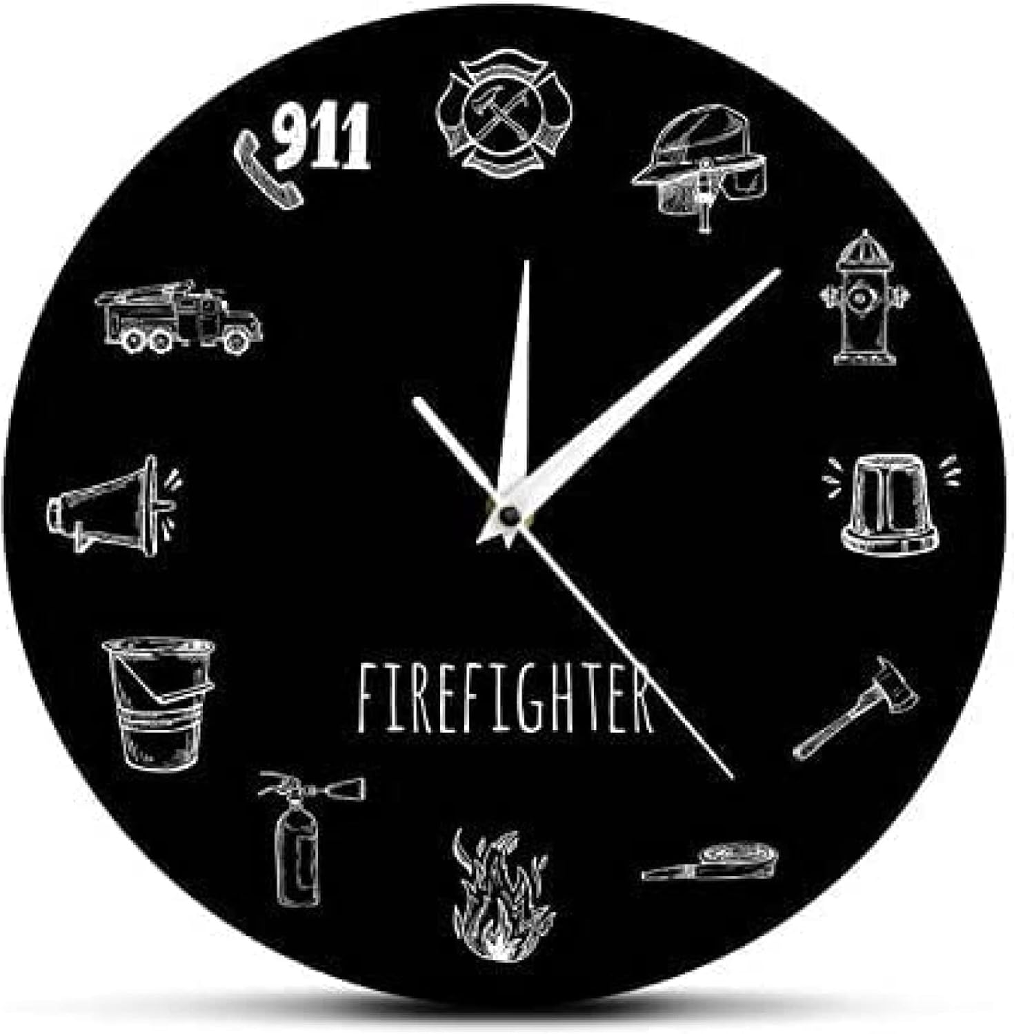 Amazon.com: Wall Clock Decorative Clocks Firefighter Tools Modern Wall ...