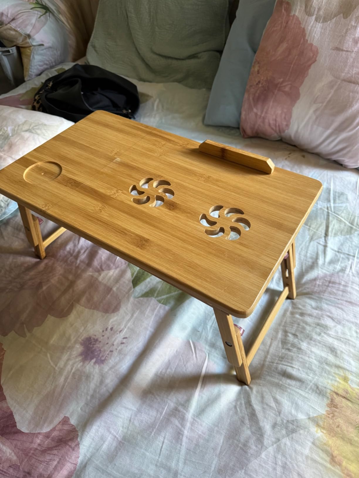 Serving Tray Bed Table with Handles&Folding Legs Foldable Portable ...