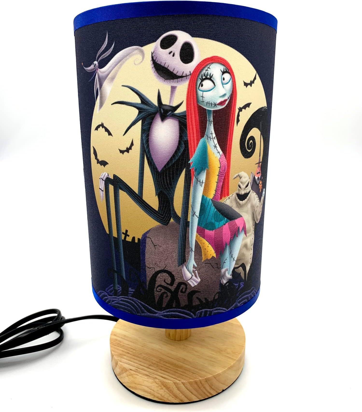 Jack and Sally Table Lamp Bedside Light Night Light Wood Base Room ...