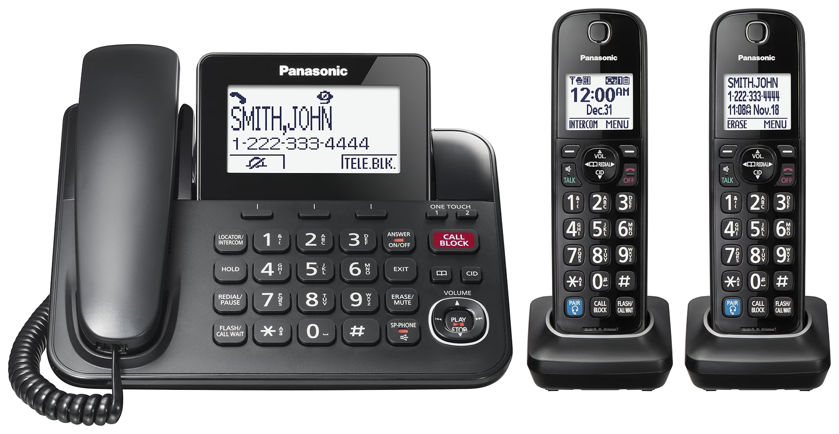 Panasonic Expandable Corded Phone System, Bluetooth Pairing for ...