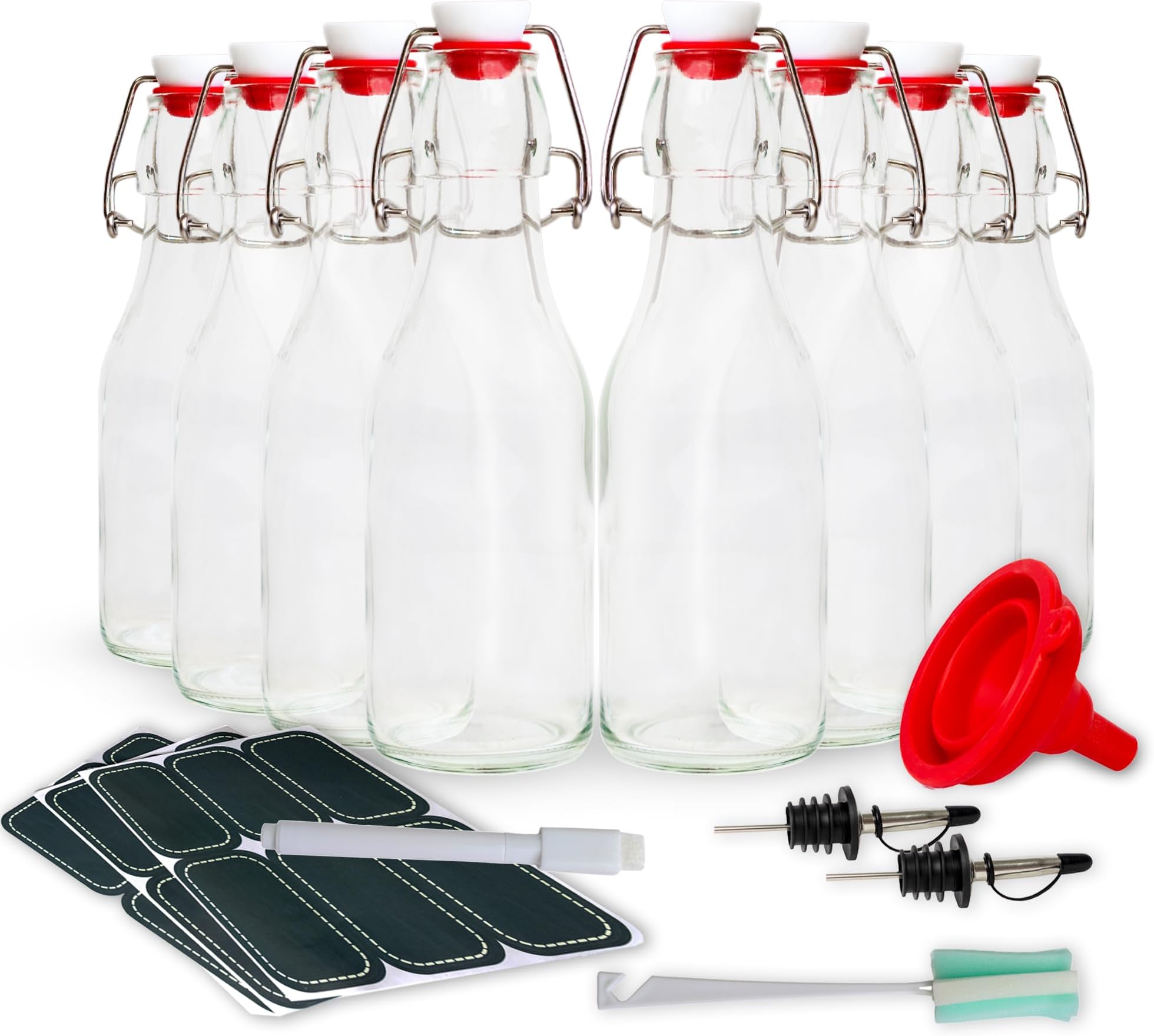 Amazon.com: Easy Cap Beer Bottles - Kombucha Bottles - 16 oz. - Clear ...