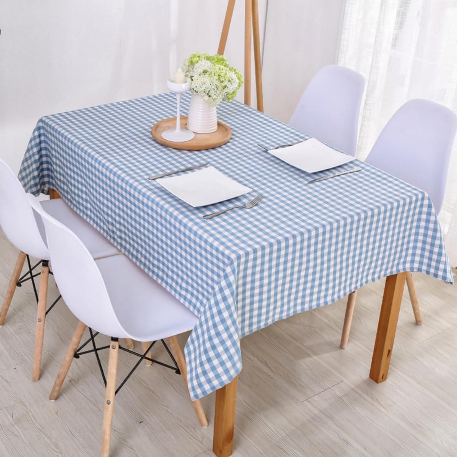 Wonhomke Simple Small Plaid Table cloth Polyester Cotton Tablecloth ...