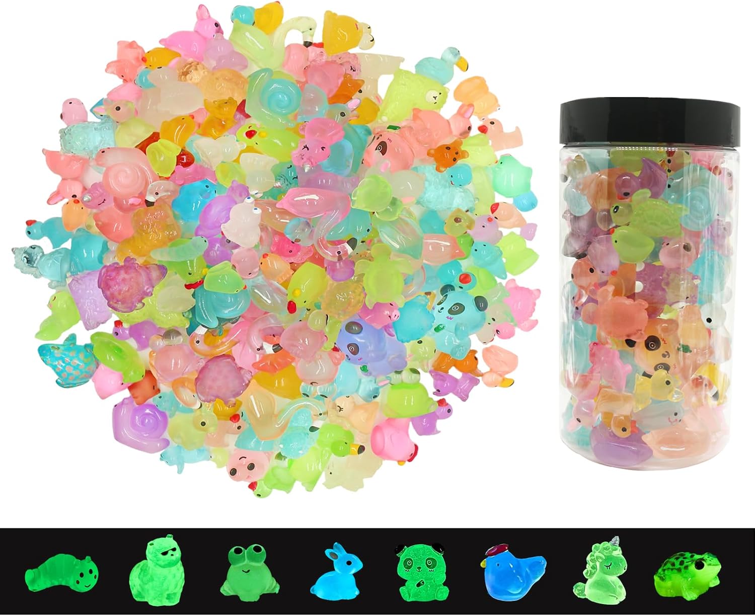 Amazon.com: Glow in The Dark Resin Animals, POMKON 100PCS Mini Resin ...