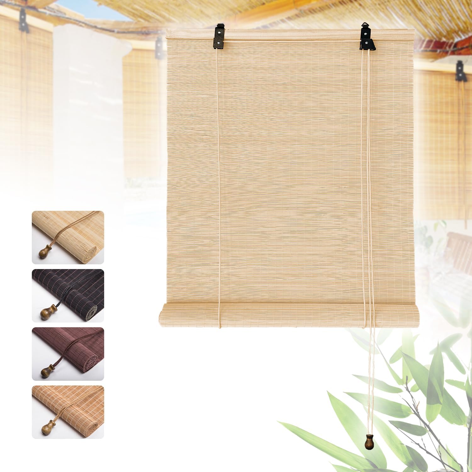 Amazon.com: Lsjoaw Bamboo Blinds 25x48in/64x122cm Bamboo Roll Up Blind ...
