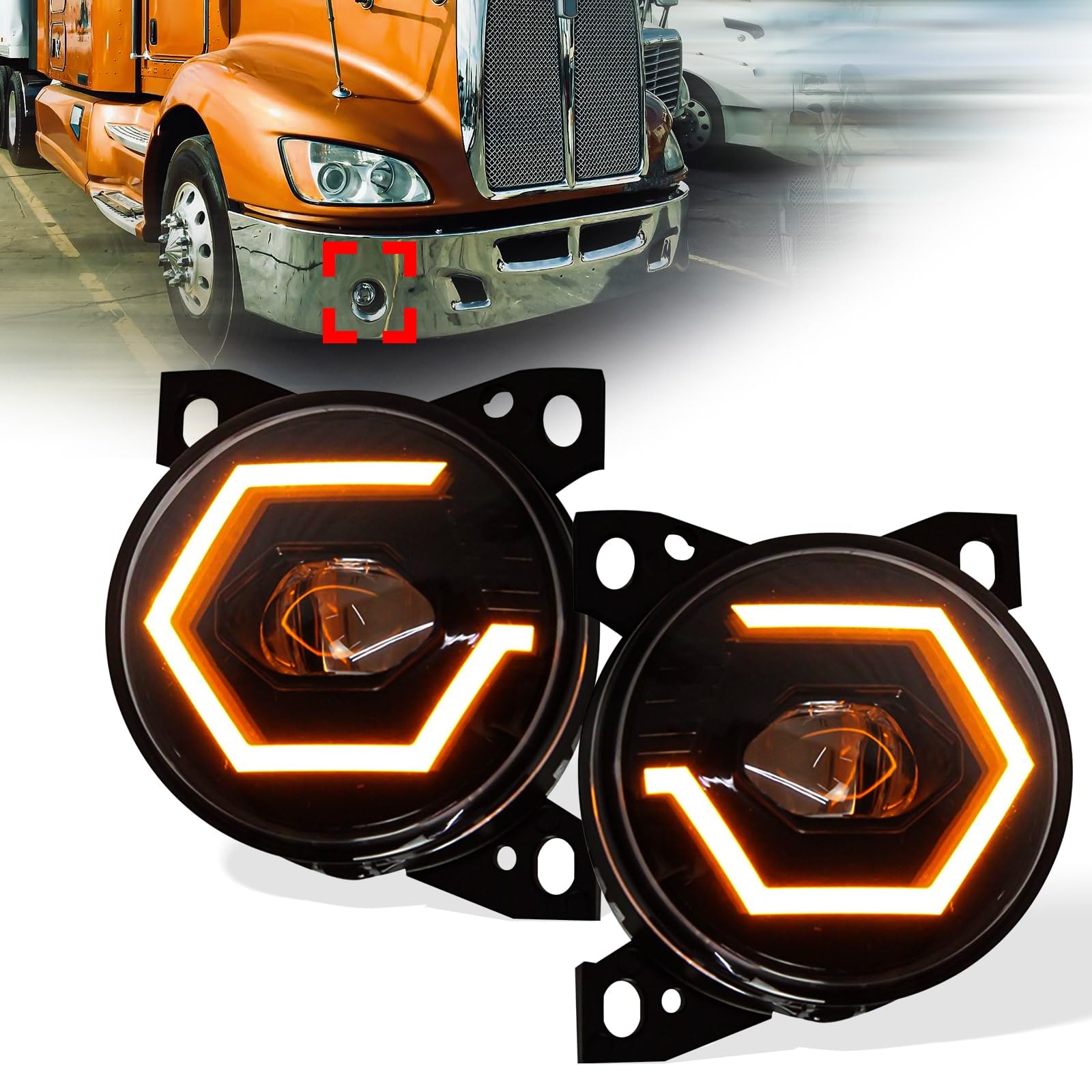 WANLLY LED Fog Lights Assembly Lamps fog Lamps for Kenworth T660 ...