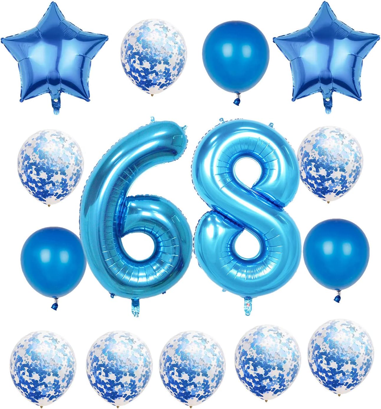 Amazon.com: 68th Birthday Decorations Party Supplies,Blue Number 68 ...