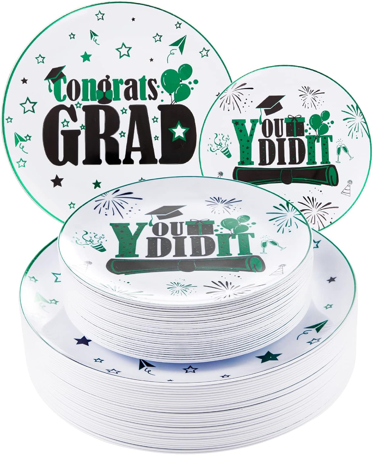 Amazon.com: KIRE 60 Pack Graduation Plates - Graduation Plastic Plates ...