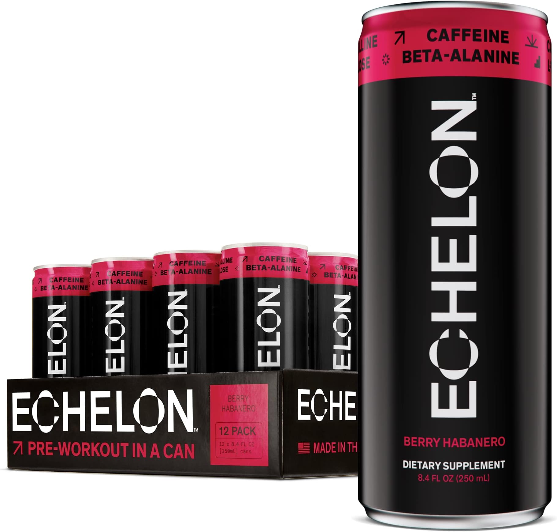 Amazon.com: Echelon Pre-Workout Energy Drink - 12-Pack, Berry Habanero - Peak Performance ...
