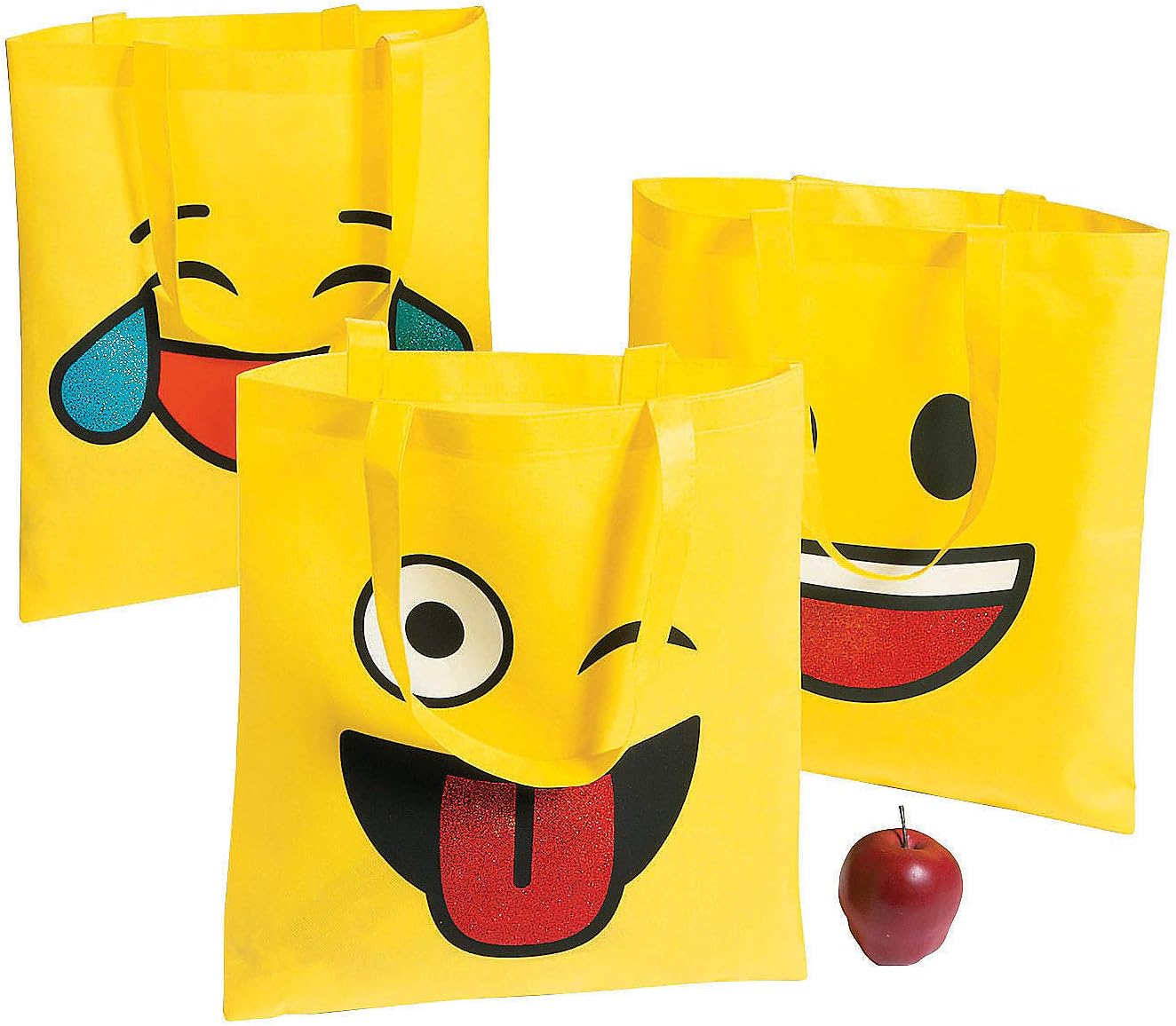 Amazon.com: Fun Express Large Emoji Tote Bags, Set of 12 in 4 Designs ...