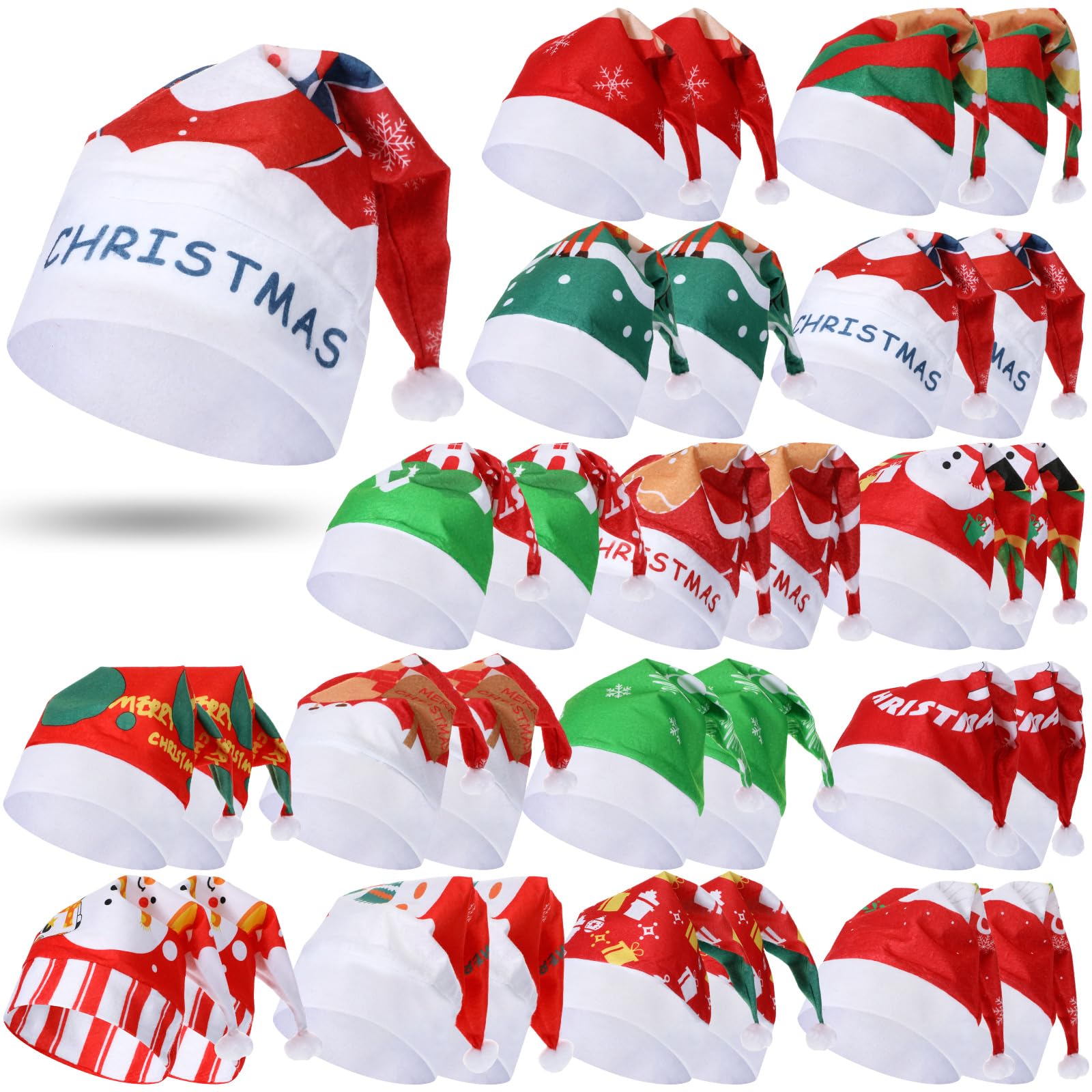 Amazon.com: Suhine 32 Pcs Christmas Hat Santa Hats Bulk for Adults Kids ...