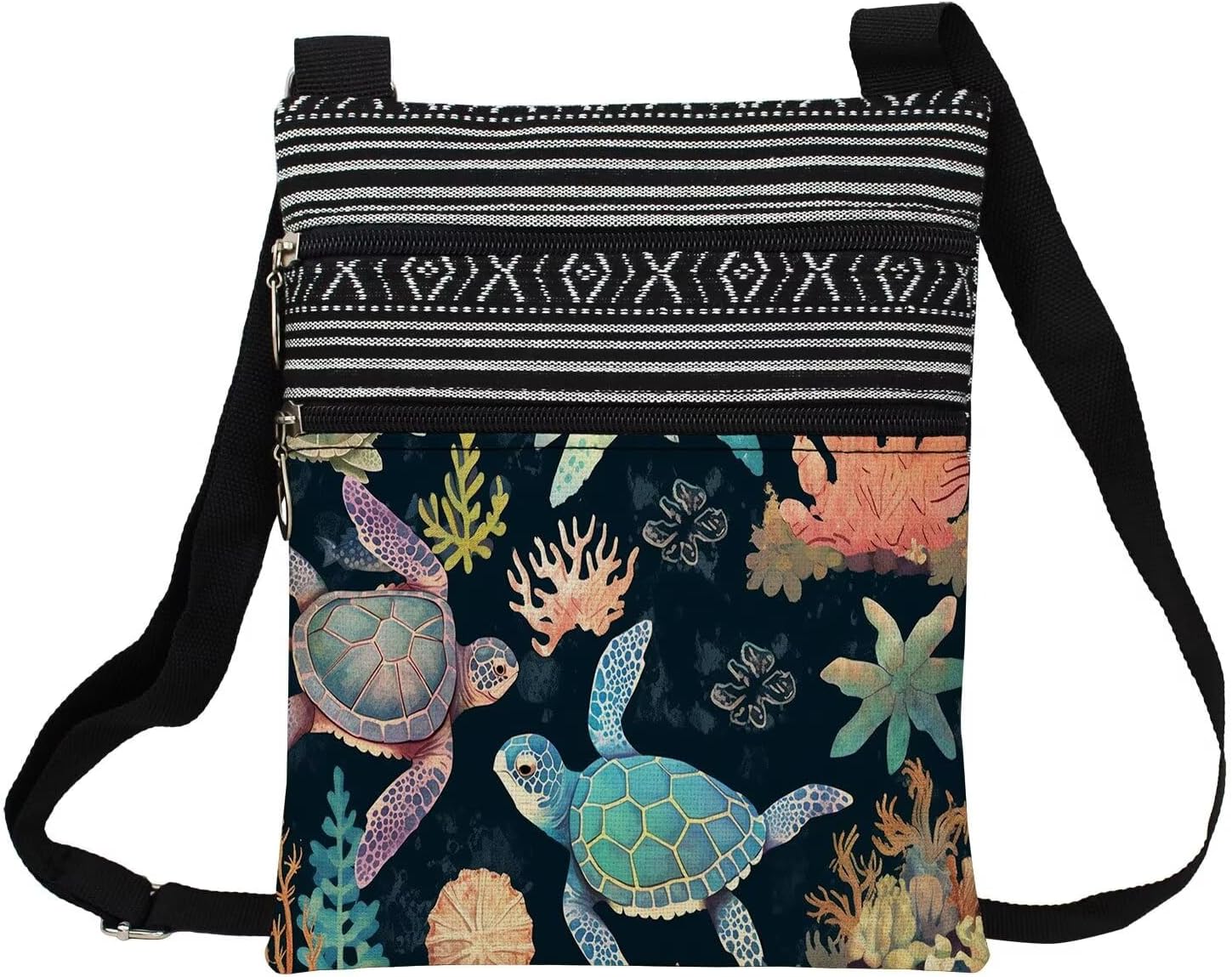 LiuenMgg Sea Turtle Messenger Bag Small Ethnic Pattern Printed ...