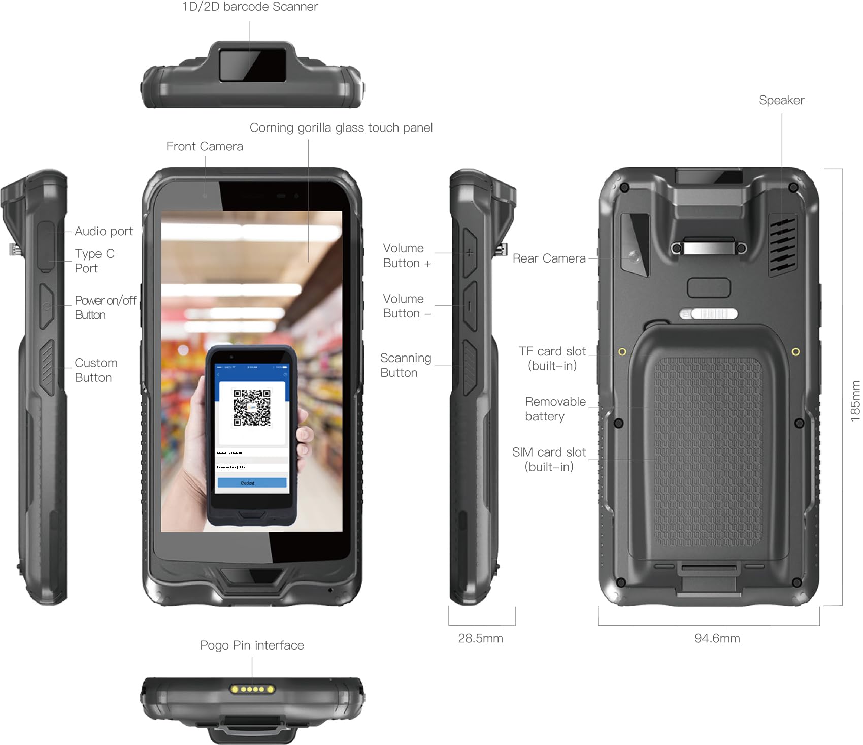 Snapklik.com : Vanquisher 6-inch Rugged Enterprise PDA Windows 10 IOT ...