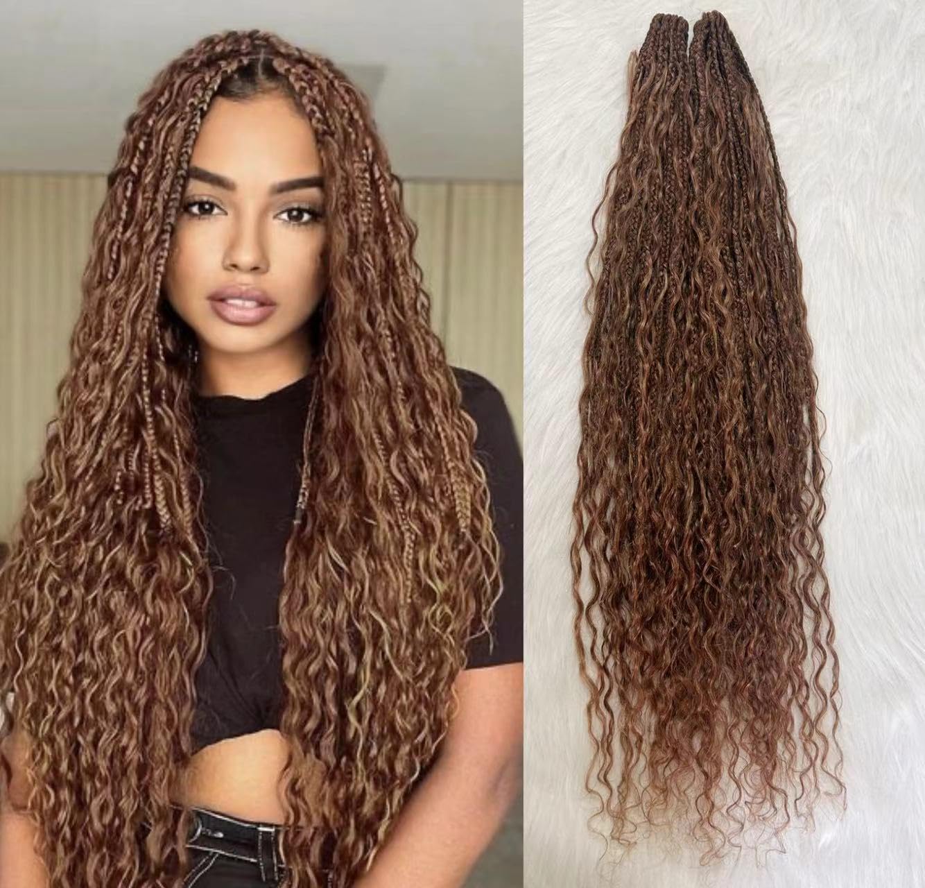 Amazon.com : Crochet Boho Box Braids With Human Hair Pre Looped Hair ...