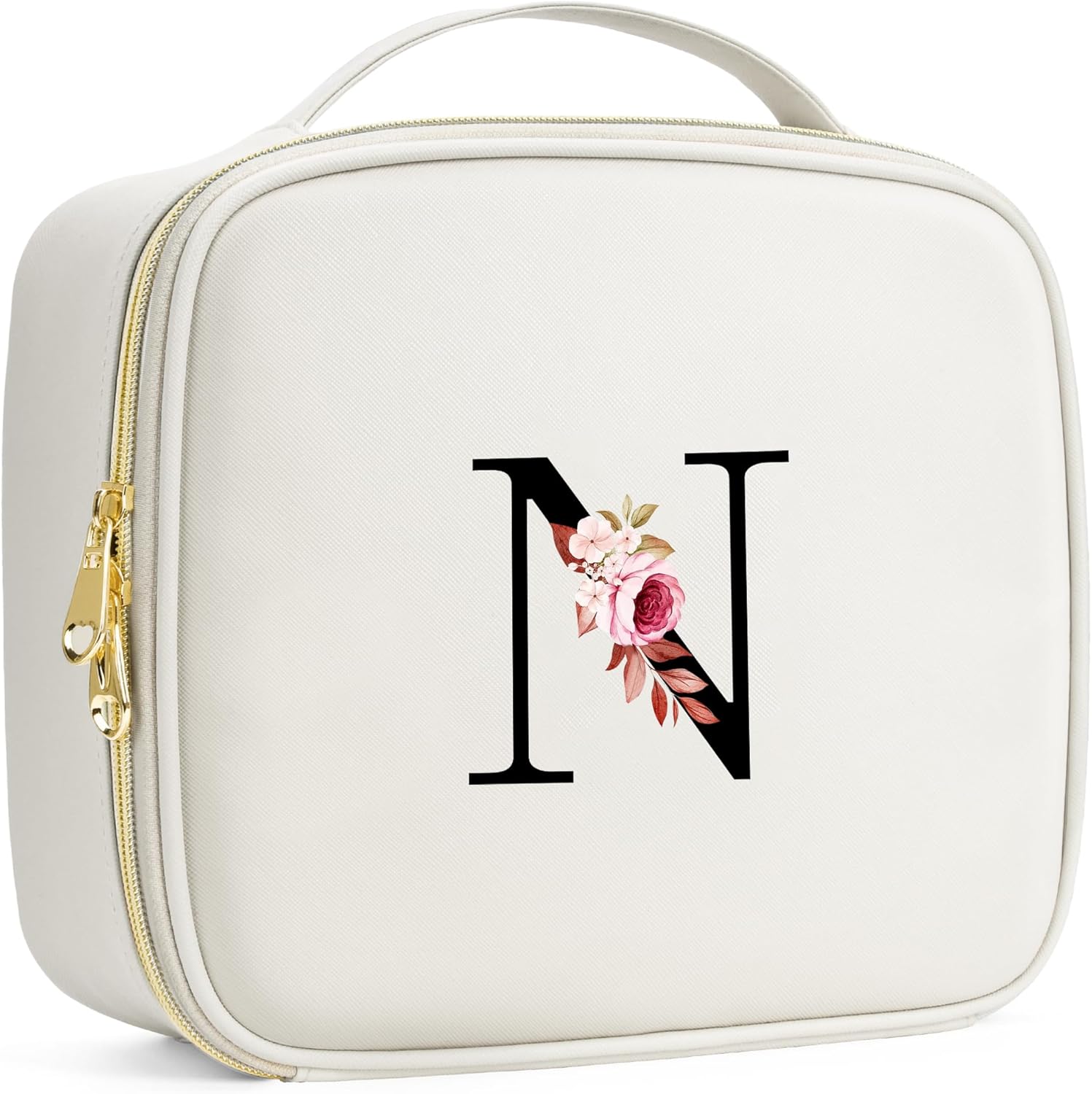 Amazon.com: Initials Travel Makeup Train Case Birthday Mothers Day ...