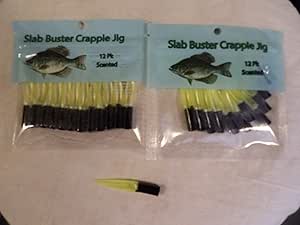 Amazon.com : Slab Buster 2 inch Crappie jig 2 Packs (Black Pearl Chart ...
