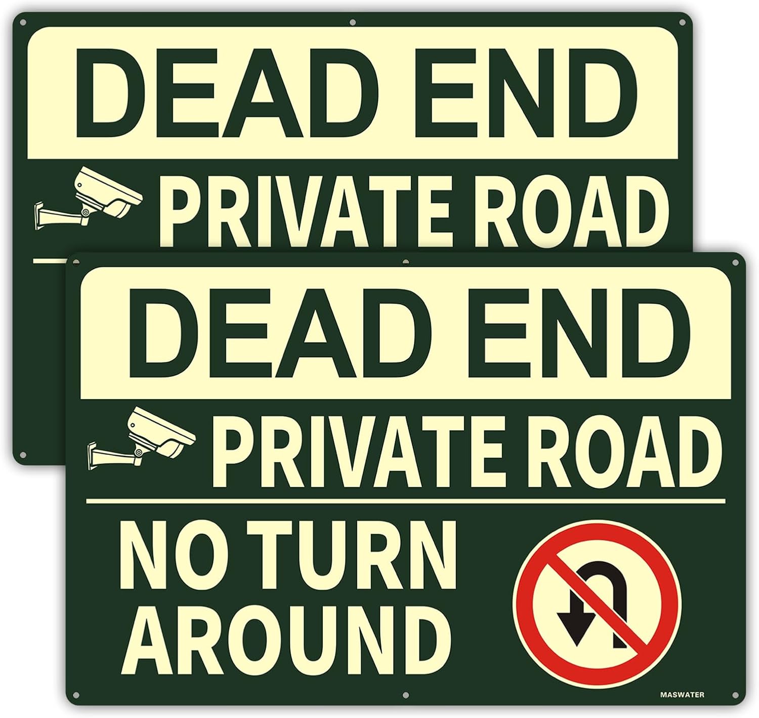 Amazon.com : Maswater 2PCS 18x12 Inches Dead End Sign Private Road Sign ...