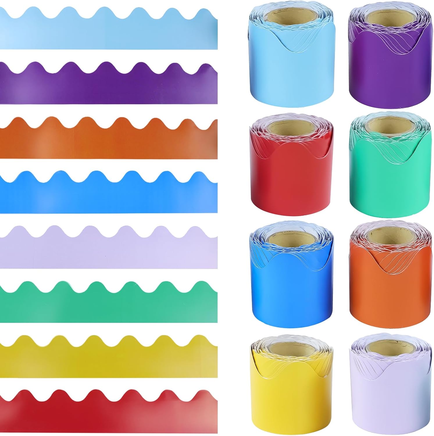 Dechoga Bulletin Board Border, 8Rolls/10m Scalloped Edge Border Rolls ...