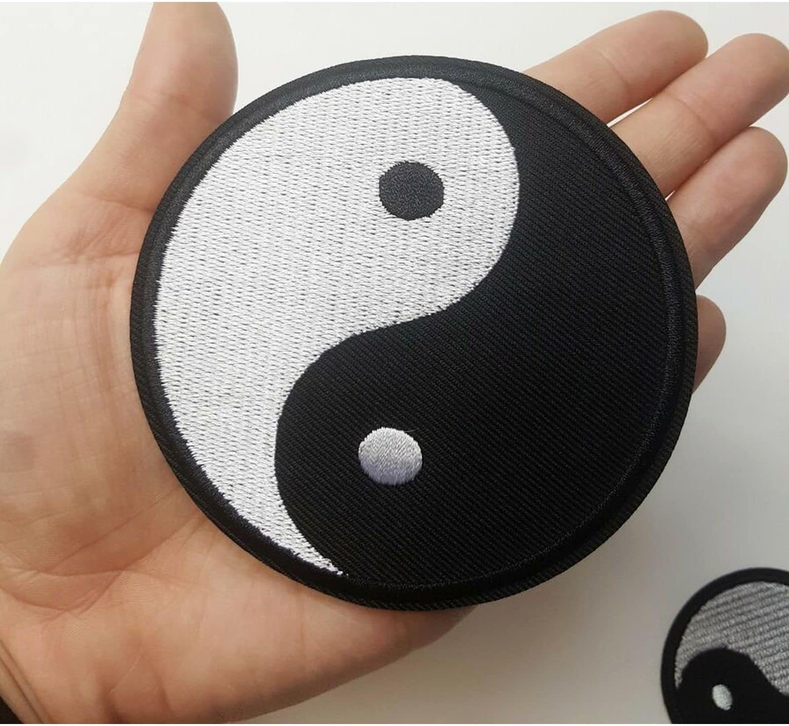 Amazon.com: Yin Yang - 2.5" Black and White Iridescent - Embroidered ...