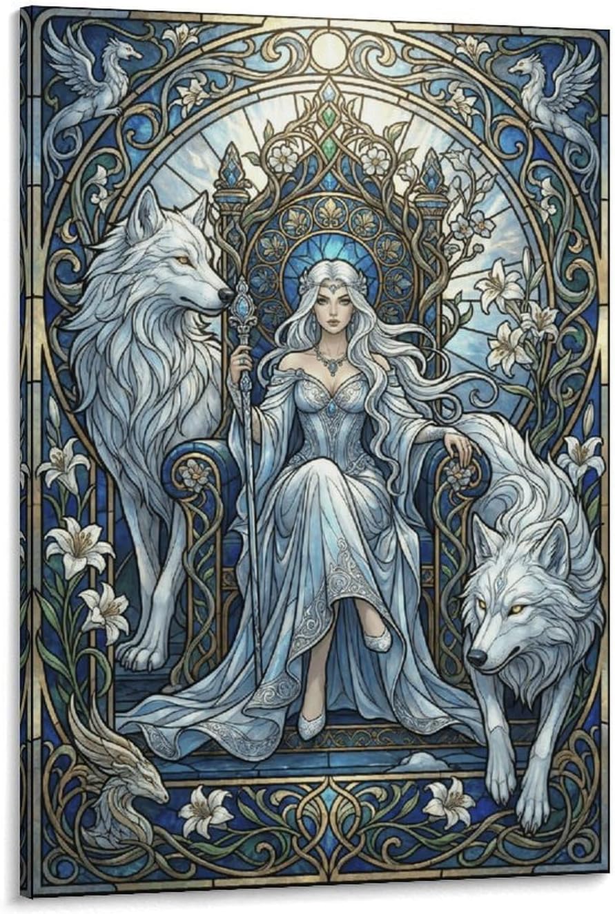 GPMNBCXZK Art Nouveau femme mystique avec Tableau Toile, Déco Bureau ...