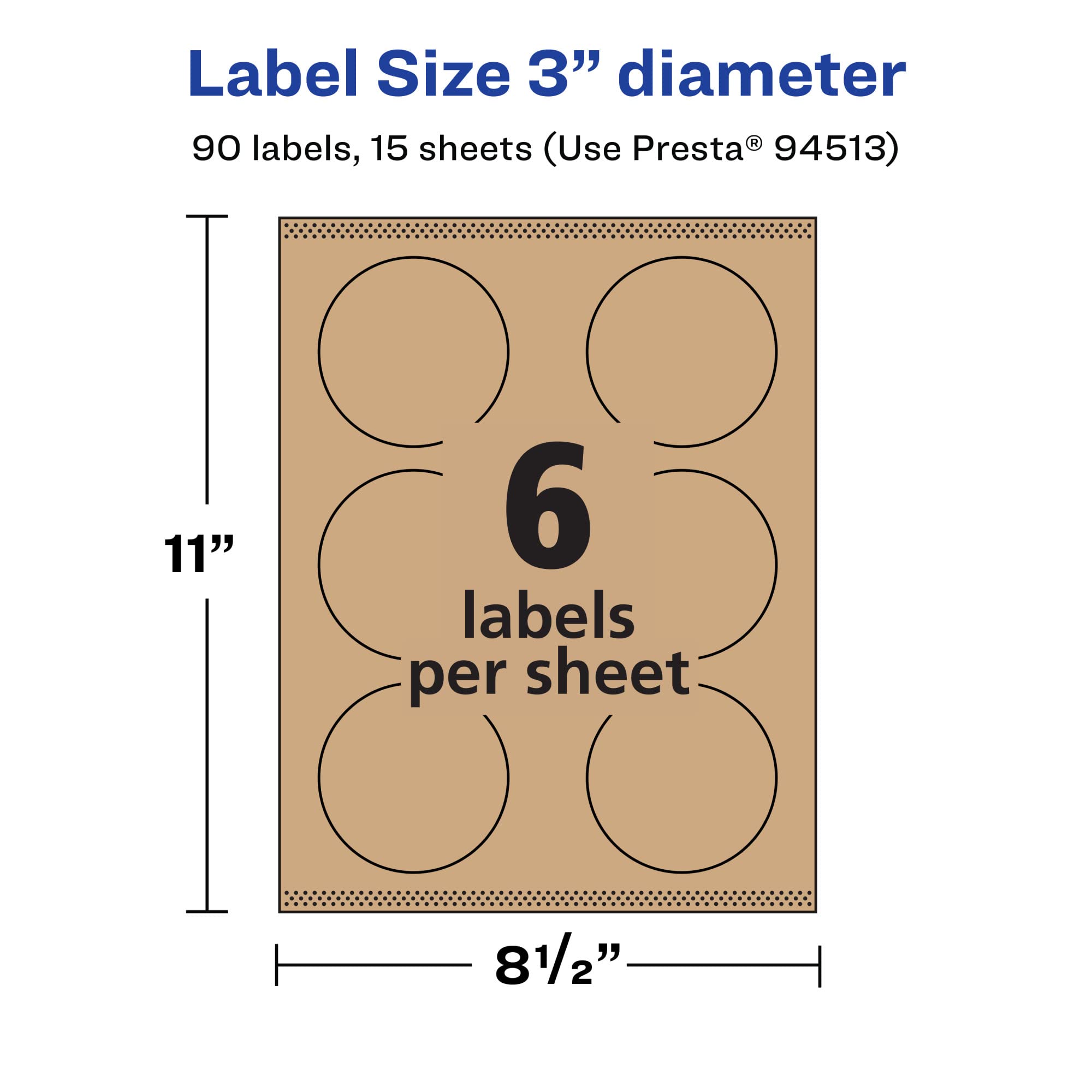 Snapklik.com : Kraft Brown Round Labels, Sure Feed Technology, 3 ...