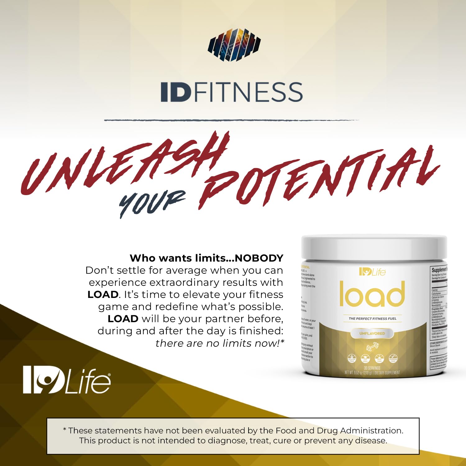 IDLife Load Fitness Fuel Sem Sabor - Pó para Bebida com Ingredientes ...