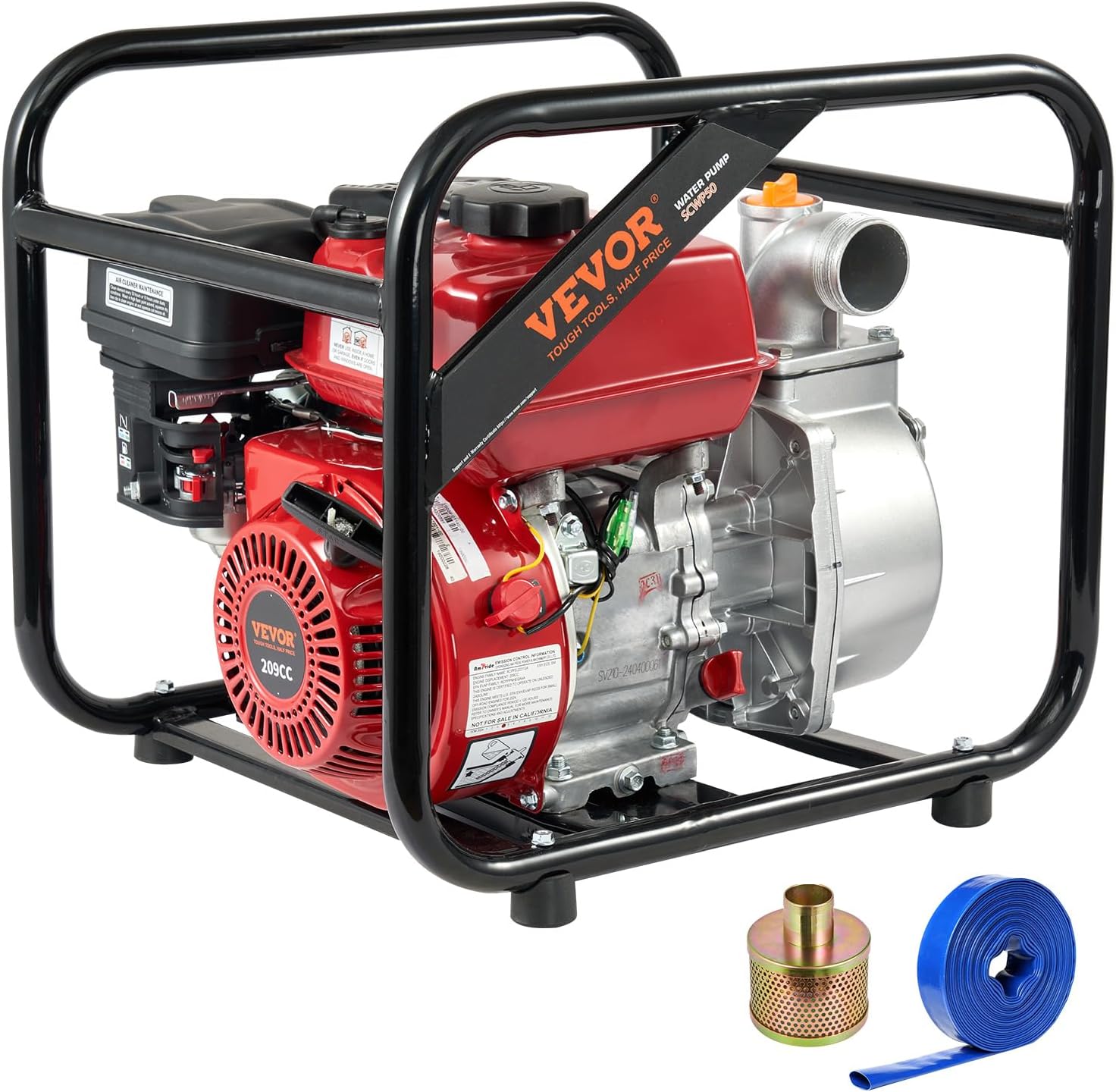 VEVOR Gasoline Powered Trash Pump, 2 in/50 mm, 7HP 132GPM 4-Stroke ...
