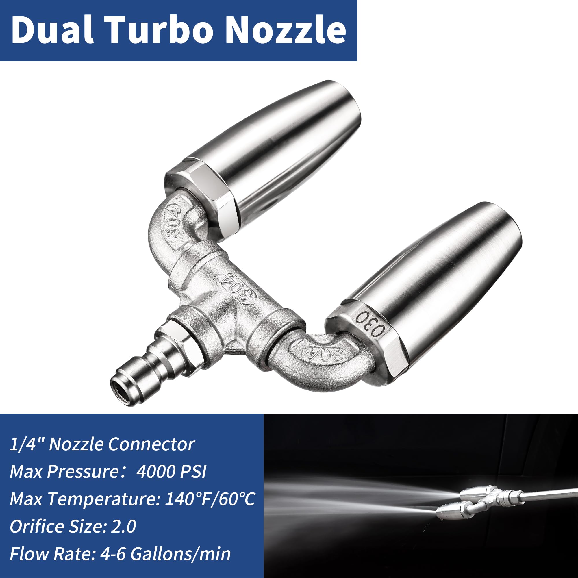 Snapklik.com : Selkie Stainless Steel Twin Turbo Nozzle, 360 Rotating ...