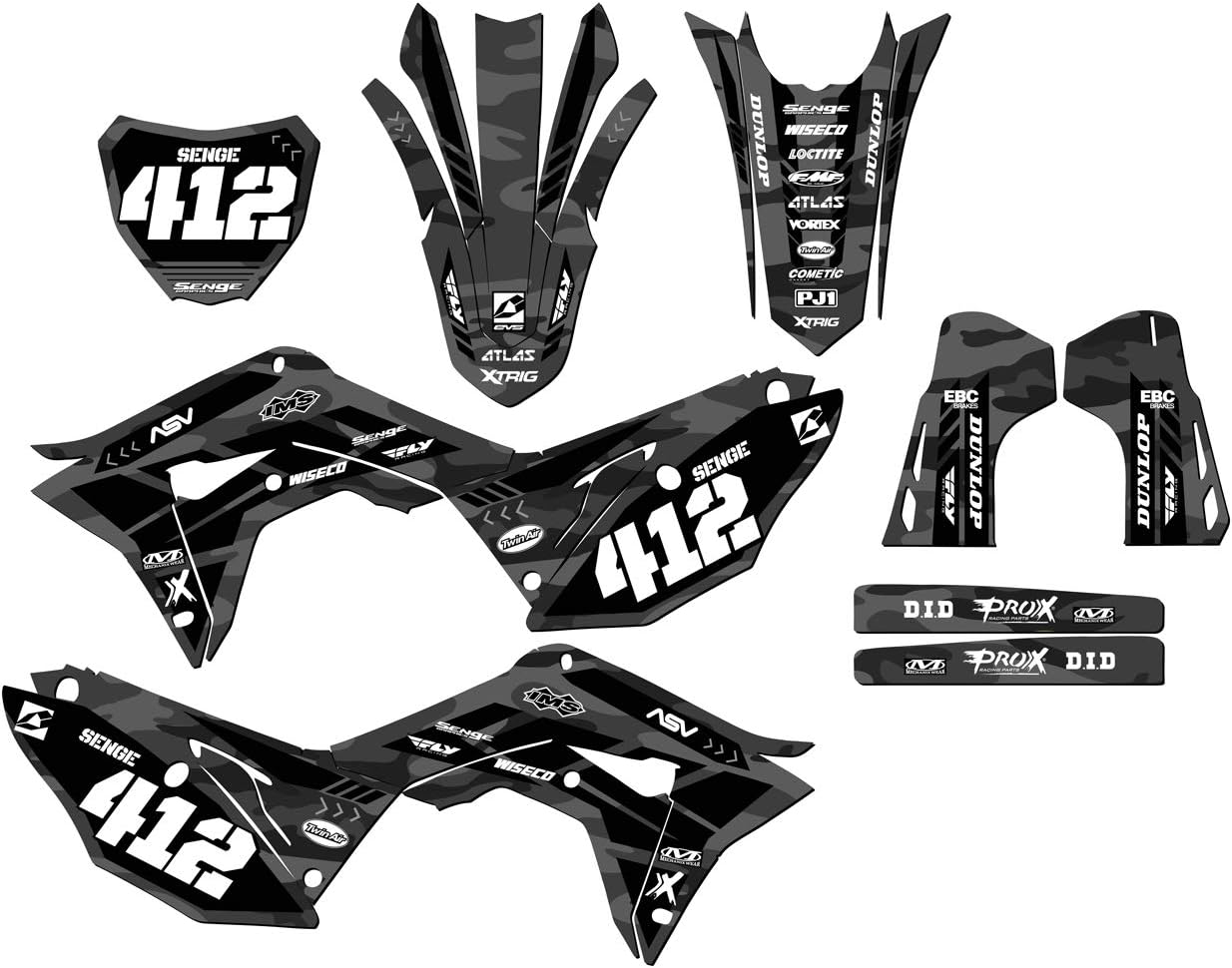 Amazon.com: 2019-2021 CRF 250 R Apache Grey Senge Graphics Complete Kit ...