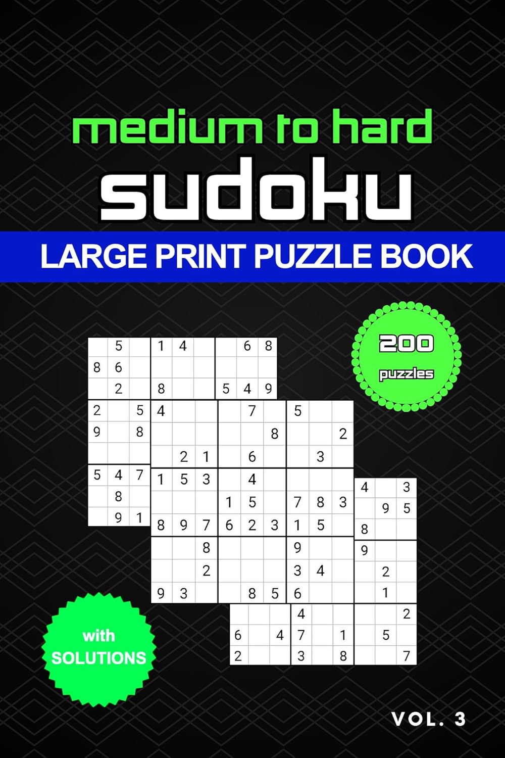 Amazon | Large Print Medium To Hard Sudoku Puzzle Book Vol. 3 (Kindle ...