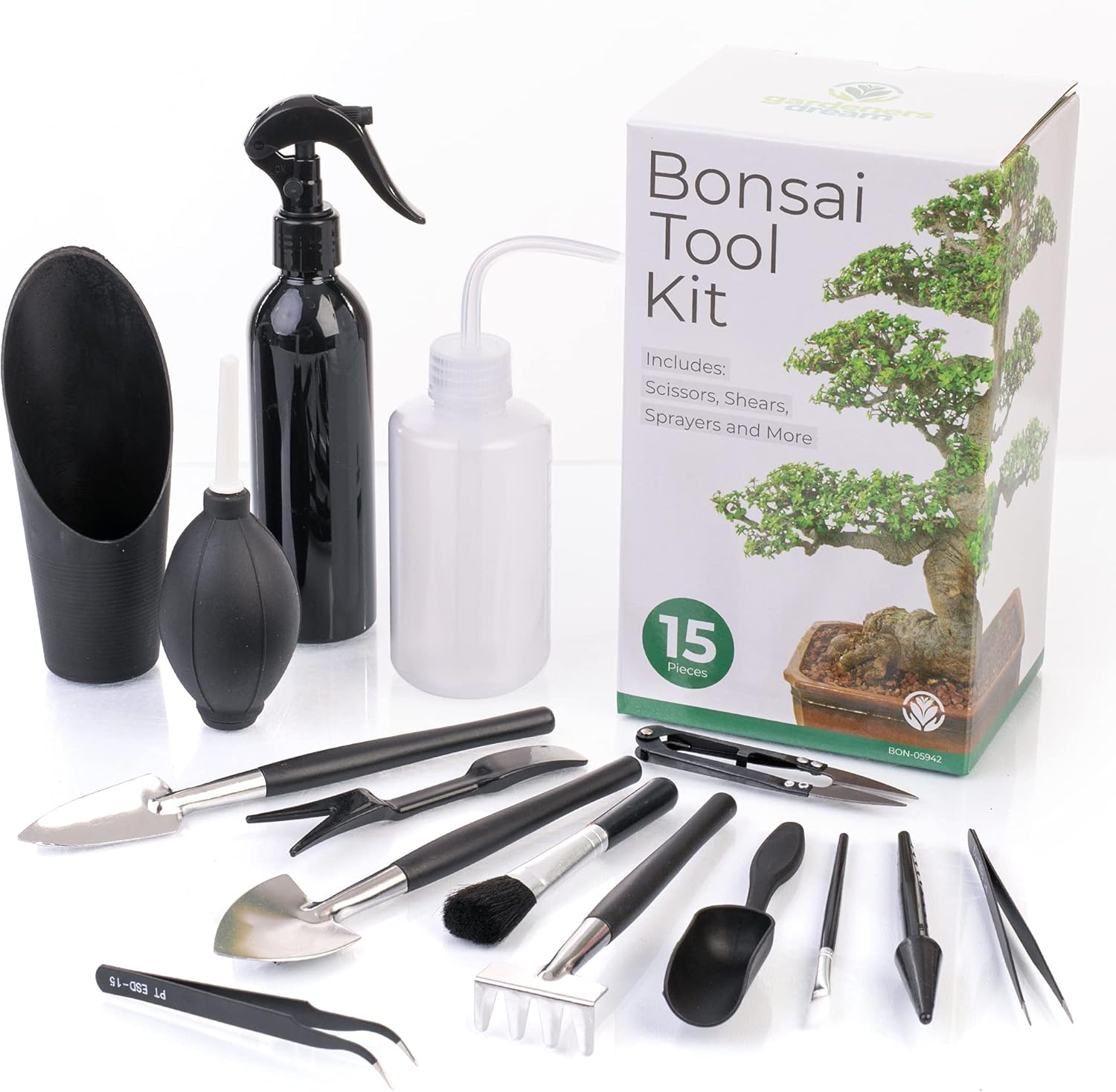 GardenersDream 15 Piece Bonsai Tree Care Kit | Tool Set for Trimming ...