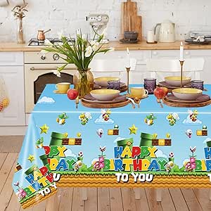 Amazon.com: FANPROMS Mari.o Table Cloth Plastic 2 Pack 54 X 108 Inches ...