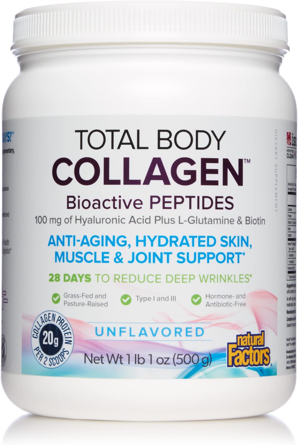 Amazon.com: Natural Factors Unflavoured Total Body Collagen Powder, 500 ...