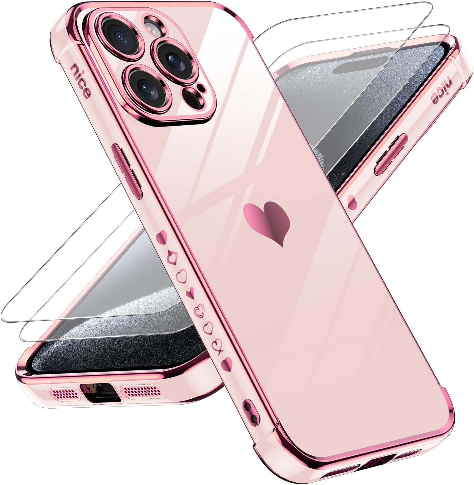 LeYi Funda para iPhone 15 Pro MAX, Silicona Carcasa con 2pcs Cristal ...