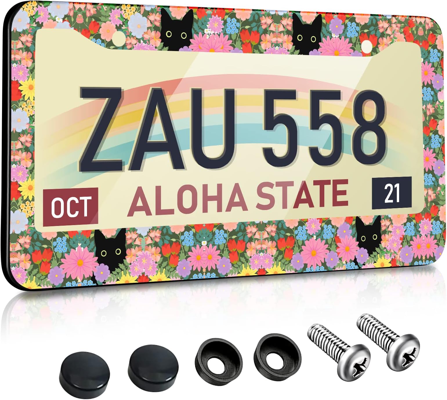 Amazon.com: Toykee License Plate Frames for Women Floral Car Plate ...