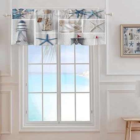 Amazon.com: RisQiten Summer Beach Tie Up Valance Curtains for Windows ...