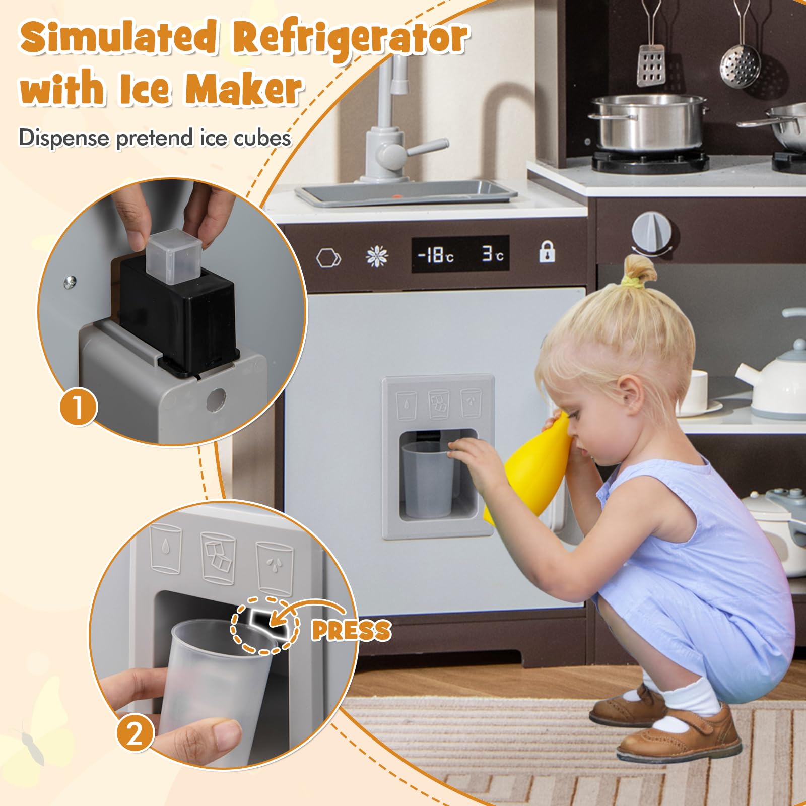 Snapklik.com : Corner Kids Kitchen Playset, Wooden Toy Kitchen Set w ...