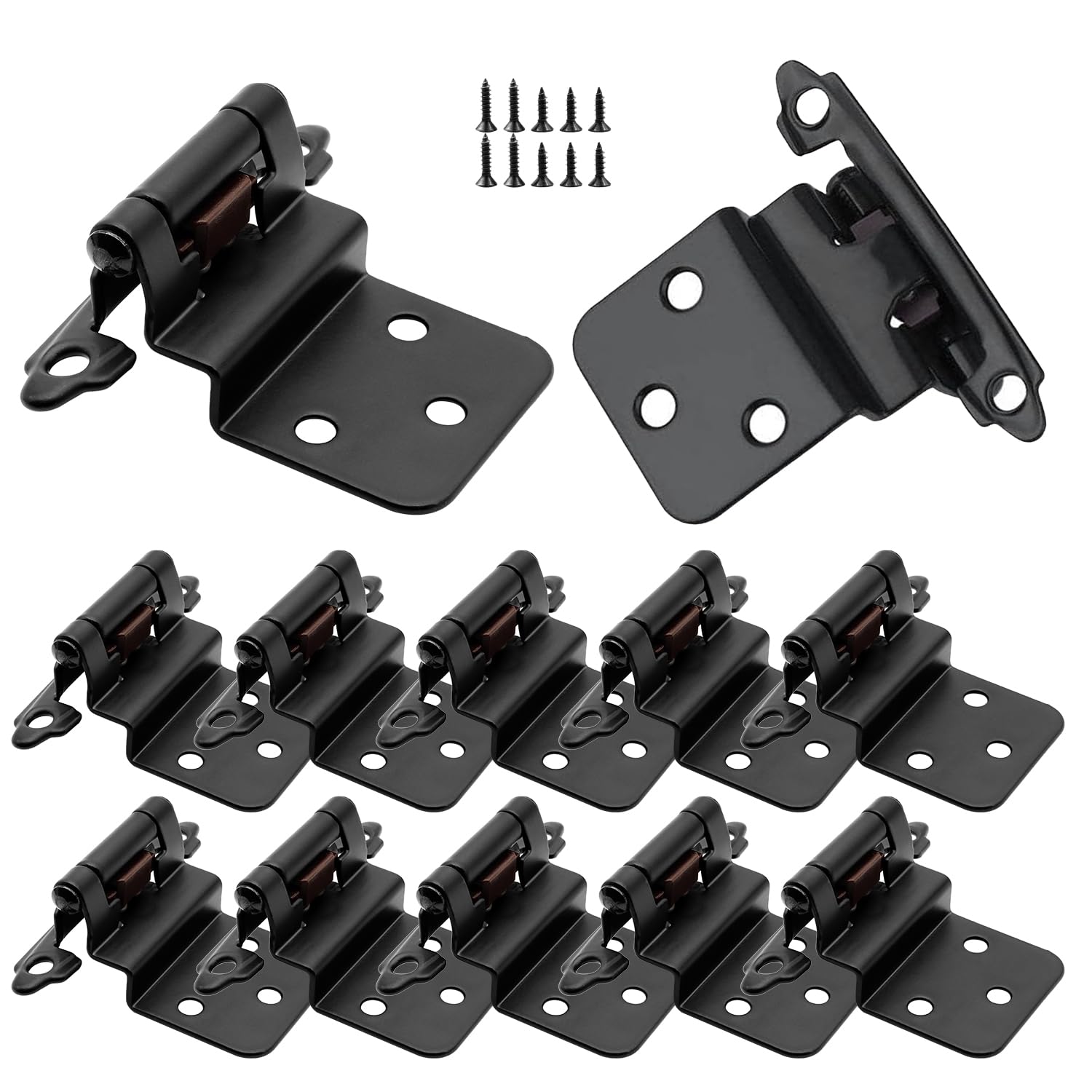 12 Pack 6 Pairs Black Self Closing Cabinet Door Hinges - 3/8 inch Inset ...