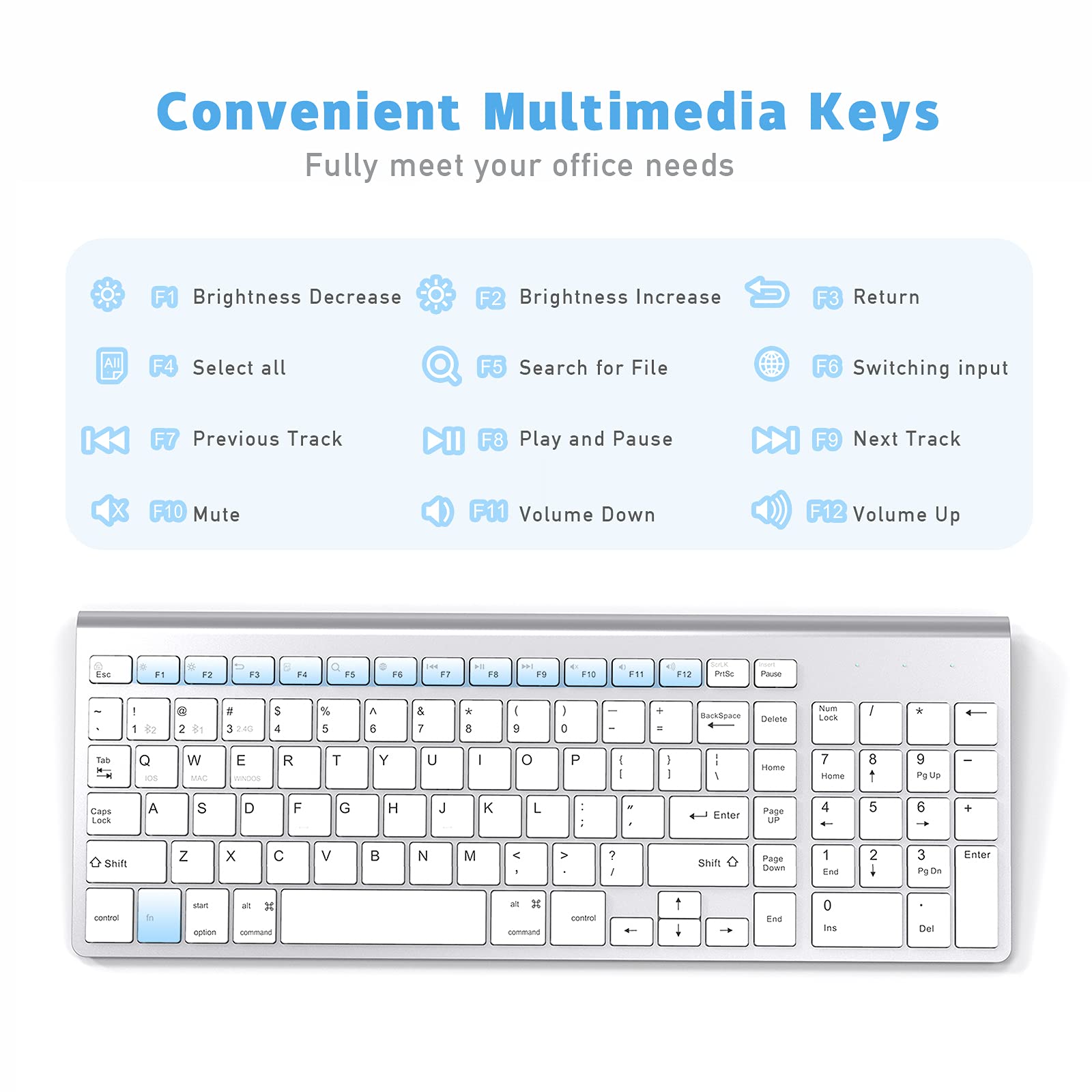 Buy Bluetooth Keyboard, Multi-Device Wireless Keyboard with Number ...