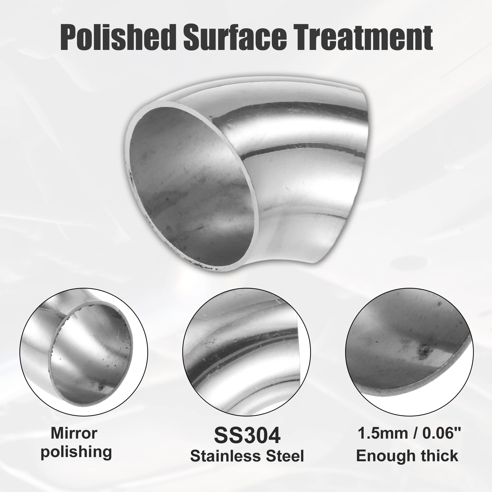 Snapklik.com : 4 Pcs OD 1.5 Inch 45 Degree SS304 Stainless Steel Bend ...