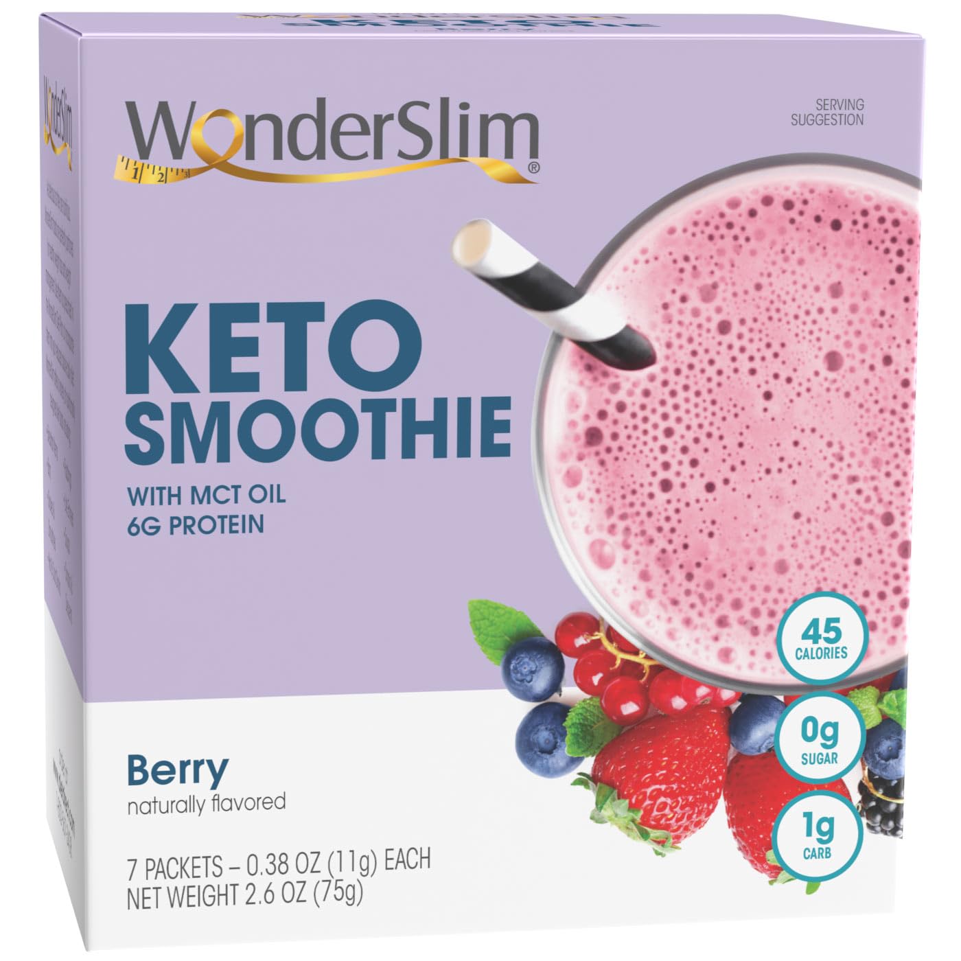 Amazon.com : WonderSlim Keto Smoothie with C8 MCT Oil, Berry, 1g Carbs ...