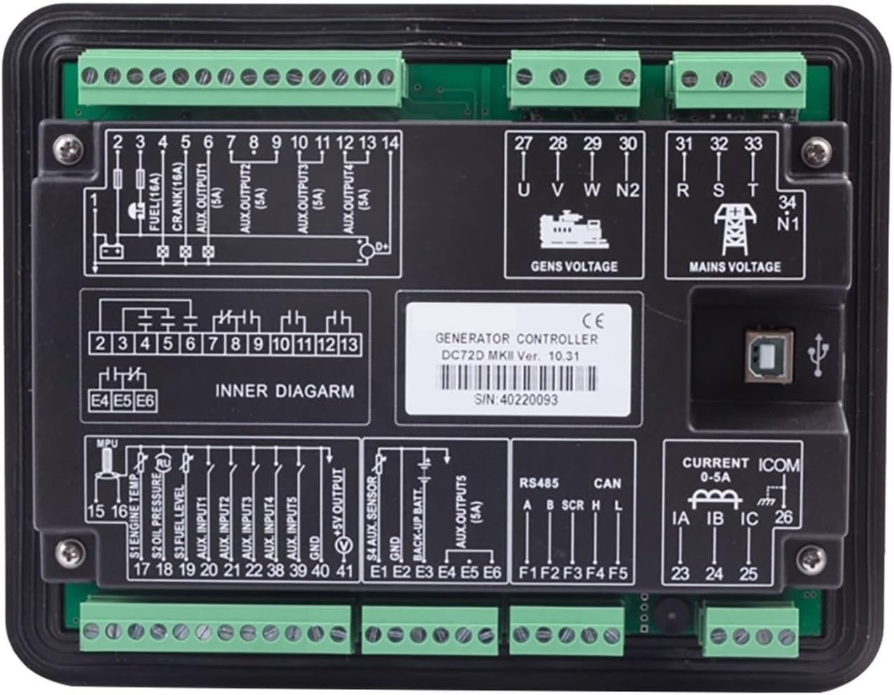 Amazon.com: Generator Controller DC70D DC72D AMF Diesel Generator Controller Module Auto Start ...